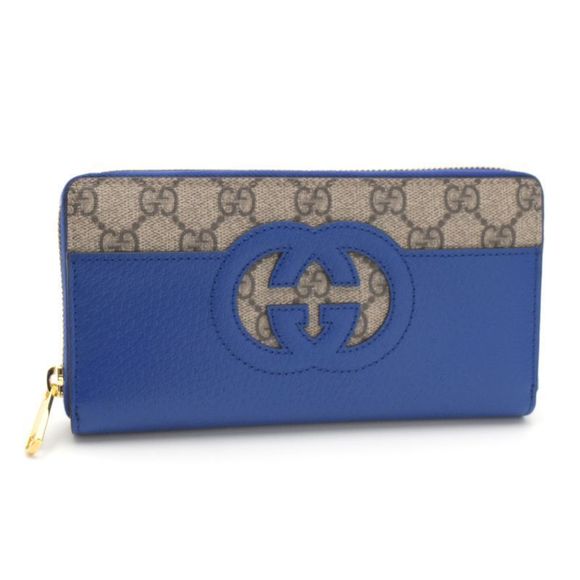 Gucci | Bags | Gucci Gg Wallet Long Gg Supreme Interlocking Blue | Poshmark